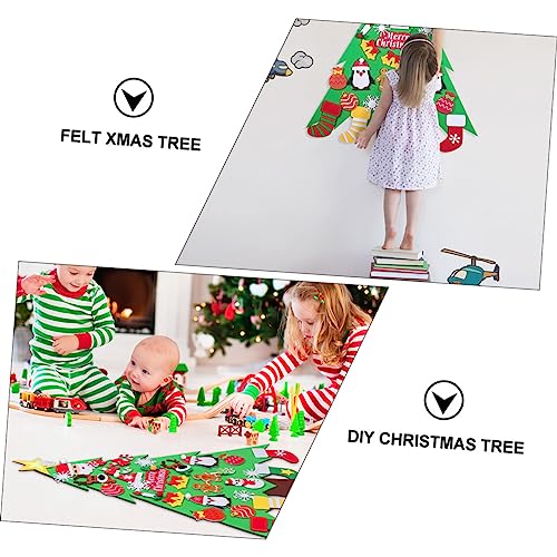 OATIPHO Felt Christmas Tree Kids Felt Christmas Tree Set Felt Xmas Tree Ornament DIY Felt Christmas Tree Kids Suit Play Set Toddler Gift Felt Christmas Tree Adornment DIY Decorations Blush