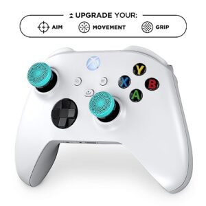 KontrolFreek Lotus for Xbox One and Xbox Series X Controller | Performance Thumbsticks | 2 Mid-Rise Concave | Teal/Clear