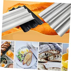 PACKOVE Non Stick Baking Sheet Italian Bread French Bread Pan Hot Dog Molds Italian Bread Pan Breadstick Baking Pan Tray Baking Tools Bakeware Small Frame Mini Loaf Pans Oven Tray