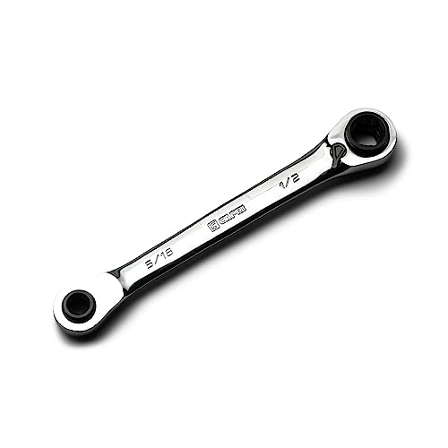 Capri Tools 4-in-1 120-Tooth Box End Reversible Ratcheting Wrench, 5/16, 3/8, 7/16, 1/2 in., SAE