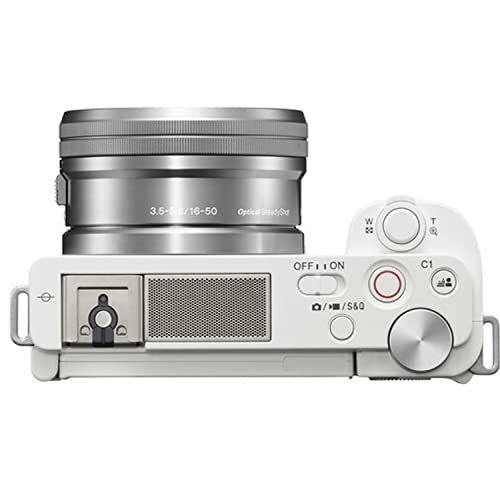 Sony ZV-E10 Mirrorless Camera with with 16-50mm + 55-210mm Lenses, 64GB Extreem Speed Memory, Case. Tripod, Filters, Hood, Grip, & Professional Video & Photo Editing Software Kit (White)