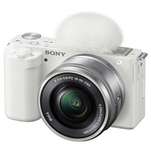 Sony ZV-E10 Mirrorless Camera with with 16-50mm + 55-210mm Lenses, 64GB Extreem Speed Memory, Case. Tripod, Filters, Hood, Grip, & Professional Video & Photo Editing Software Kit (White)