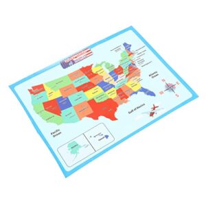 2 Sheets United States Map Usa Map Cartoon Posters Educational Map Poster Classroom Geography Poster Wear-resistant Geography Poster Synthetic Paper Hanging Pictures Cartoon