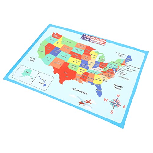 2 Sheets United States Map Usa Map Cartoon Posters Educational Map Poster Classroom Geography Poster Wear-resistant Geography Poster Synthetic Paper Hanging Pictures Cartoon