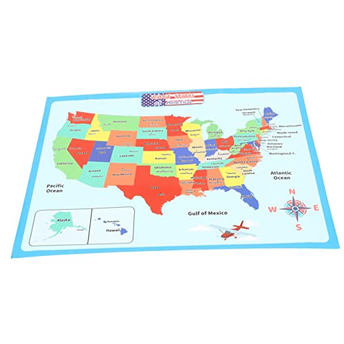 2 Sheets United States Map Usa Map Cartoon Posters Educational Map Poster Classroom Geography Poster Wear-resistant Geography Poster Synthetic Paper Hanging Pictures Cartoon