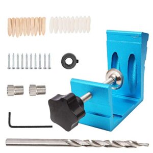 Giftprod 46 Pcs 850 Heavy Duty All-In-One Aluminum Pocket Hole Jig Kit Woodworking Inclined Hole Positioner for Angle Drilling Holes Carpenters Woodwork Guides Joint Carpentry Locator (Blue)