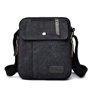 mosairudo men's canvas small messenger bag,casual shoulder bag for men women,chest bag travel carry bag，multi-pocket purse for cell phone, portable mobile phone coin bag (black)