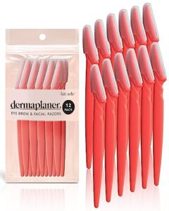 kitsch dermaplaning tool - face razor for women | eyebrow razor & face shaver for women | facial hair removal for women | facial razors for women | dermaplane razor for women face, 12 pc (new orange)