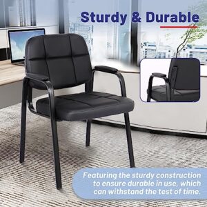 CLATINA Guest Reception Chair, Conference Room Chairs Waiting Room Chairs with Padded Arms Desk Chair No Wheels Leather Office Chair for Office, Office Guest Chairs & Reception Chairs, Set of 2