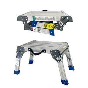 toprung folding step stool heavy duty lightweight work platform, aluminum 350 lbs weight rating anti-slip platform for household indoor work