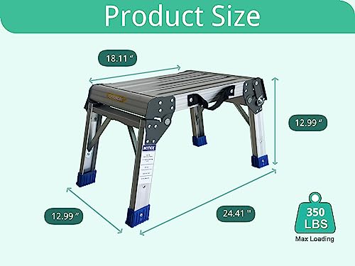 TOPRUNG Folding Step Stool Heavy Duty Lightweight Work Platform, Aluminum 350 lbs Weight Rating Anti-Slip Platform for Household Indoor Work