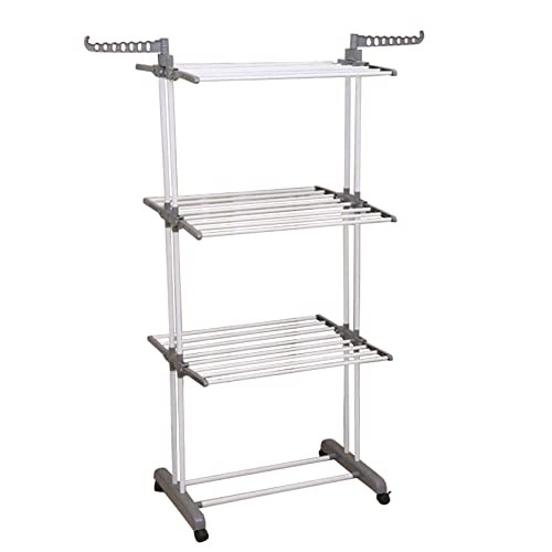 Large Clothes Drying Rack,Oversized 4-Tier(66.14" High) Foldable Stainless Steel Drying Rack Clothing,Clothes Drying Rack Outdoor for Drying Clothes, Bed Covers, Shoes, Sofa Covers (Grey)