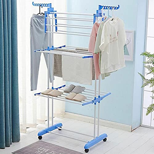 Large Clothes Drying Rack,Oversized 4-Tier(66.14" High) Foldable Stainless Steel Drying Rack Clothing,Clothes Drying Rack Outdoor for Drying Clothes, Bed Covers, Shoes, Sofa Covers (Grey)