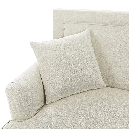 P PURLOVE Modern Loveseat Sofa with Sturdy Wood Legs, Upholstered Country Style Sofa with 2 Throw Pillows, Love Seats Furniture for Small Spaces, Couch for Living Room, Office, Bedroom, Beige