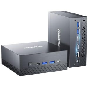 acemagic mini pc, intel i5-11320h(up to 4.5 ghz) mini computer desktop pc, 16gb ddr4 512gb m.2 nvme pcie 3.0 ssd mirco computer tower, support 4k/wifi 6/bt 5.2/dual hdmi/lan/usb 3.0/vesa for office