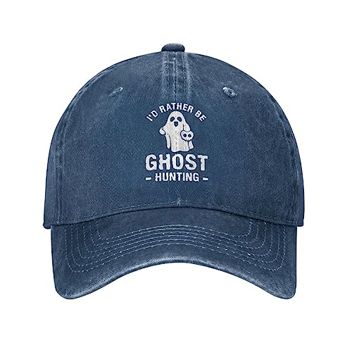 Id Rather Be Ghost Hunting Hat for Women Baseball Caps Cute Hats Navy Blue