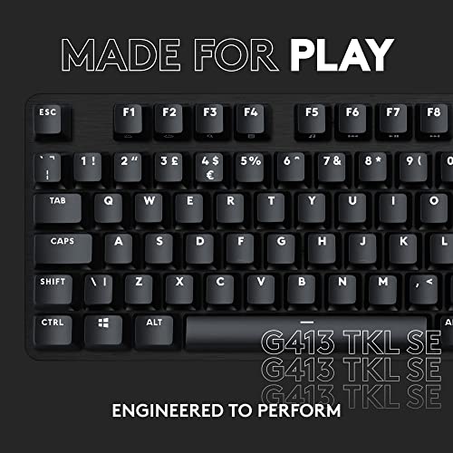 Logitech G413 TKL SE Mechanical Gaming Keyboard - Compact Backlit Keyboard with Tactile Mechanical Switches, Anti-Ghosting, Compatible with Windows, macOS - Black Aluminum (Renewed)