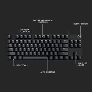 Logitech G413 TKL SE Mechanical Gaming Keyboard - Compact Backlit Keyboard with Tactile Mechanical Switches, Anti-Ghosting, Compatible with Windows, macOS - Black Aluminum (Renewed)