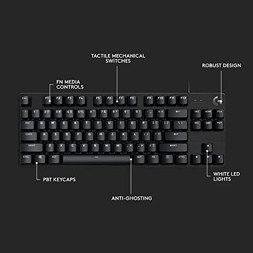 Logitech G413 TKL SE Mechanical Gaming Keyboard - Compact Backlit Keyboard with Tactile Mechanical Switches, Anti-Ghosting, Compatible with Windows, macOS - Black Aluminum (Renewed)