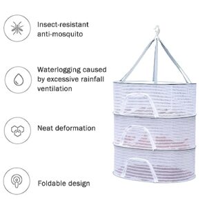 Herb Drying Rack 3 Layer Hanging Mesh Net for Plants Herb Dryer, Herb Dryer Hanging Rack Foldable Hanging Mesh Dryer for Buds, Fruits, Flowers, Vegetables, Fish, Clothes, Doll(White)