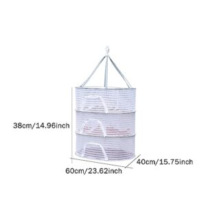 Herb Drying Rack 3 Layer Hanging Mesh Net for Plants Herb Dryer, Herb Dryer Hanging Rack Foldable Hanging Mesh Dryer for Buds, Fruits, Flowers, Vegetables, Fish, Clothes, Doll(White)