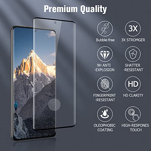 [2+2 Pack] Galaxy S21 Ultra Screen Protector,Compatible fingerprint unlock, 9H Tempered Glass, Scratch Resistant, HD 3D Curved, for Samsung Galaxy S21 Ultra 5G 6.8 Inch Screen Camera Protector