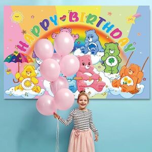 Care Cute Bear Backdrop Bear Birthday Decoration, Cartoon Bear Party Ornament Banner Photography Background Boy Girl Baby Shower Decoration 5x3FT