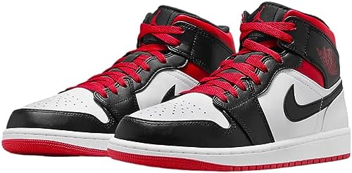 Air Jordan 1 Mid Men's Shoes Size - 12 White/Gym Red-Black