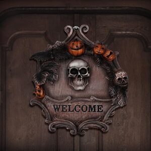 paikalo 3d halloween front door sign decor - halloween welcome door sign hanger, spooky and stylish halloween decor for front door, bedroom doors, trees, fences or wall