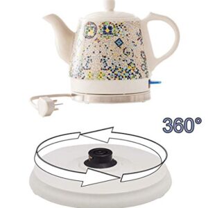 SieHam Kettles,Cordless Teapot-Retro Jug,Water Fast for Tea, Coffee,Oatmeal-Removable Base,Boil Dry Protection 1L 1200W