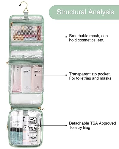 Clear Travel Bag with Tsa Approved Toiletry Bag Hanging Toiletry Bag for Women Makeup Bag Small Hanging Toiletry Bag for Men Toiletry Bags for Traveling Women Toiletries