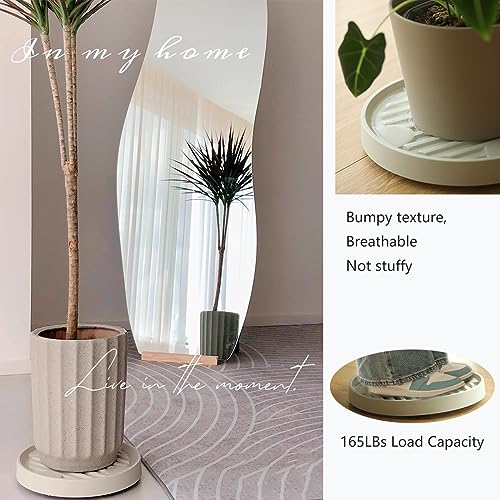 Rowcay Plant Caddy with Hidden Wheels, 12.2-Inch Base, 360°Rotating Plant Stand, 165 LBS Heavy Duty Load Capacity, 4 Invisible Casters, Beige,1 Pack