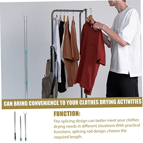 Zerodeko 3pcs Stitching Clothes Rail Ceiling Hook Outdoor Stuff Drying Rack Clothing Outdoor Retractable Closet Pole Clothes Drying Rack Utility Hooks Multi-Purpose Clothes Rods Alloy Tool