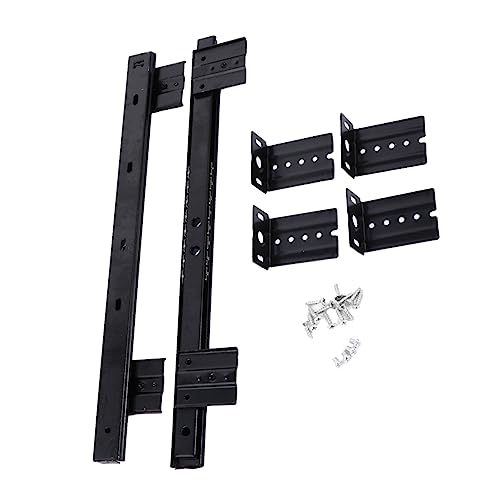 DOITOOL 1 Pair Guide Computer Tray Cabinet Drawer Desk Trays Keyboard Slide Furniture Slides Tray Keyboard Slide Rail Bracket Cupboard Rail Rack Cold Rolled Steel Black Furniture Slides