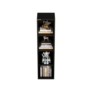 NEWSENDY Modern 4-Tier Open Bookcase and Bookshelf, Floor Standing Bookcase Storage Shelves, Wooden Cube Storage Shelf for Home Office, Living Room, Bedroom, Black