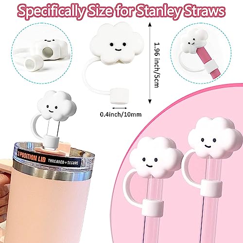 6pcs Straw Covers Cap for Stanley Cup,Cute Cloud Silicone Straw Tip Covers for Stanley 30 & 40 Oz Tumbler with Handle (Cloud)