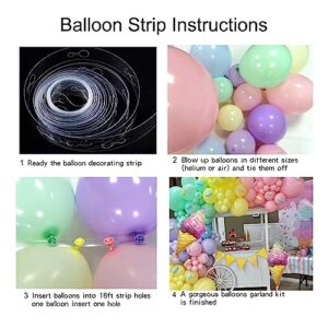 Pastel Balloon Garland Arch Kit, 142pcs Pastel Balloons Macaron Rainbow Balloons Ice Cream Foil Party Balloons for Baby Shower Girls Birthday Ice Cream Theme Party Decorations