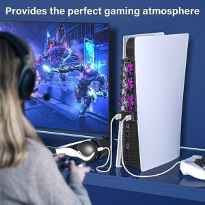 Cooling Fan for PS5, Cooler Fan with 3-Speed Quiet Fan, RGB Light for PS5 Cooling Fan, Efficient Cooling System for PS5 Accessories with 2 USB Hub Compatible with PlayStation 5 Digital & Discs Edition