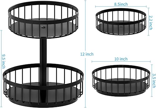 Vajdlpq Lazy Susan Organizer 2 Layers Metal Steel, Turntable Height Adjustable, Rotating Spice Rack for Pantry Cabinet Table