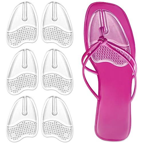 Dr. Shoesert Gel Metatarsal Pads for Flip-Flops Thong Sandals, Ball of Foot Cushion Inserts Relieve All Day Forefoot Pain for Women and Men (Clear - 3 Pairs)