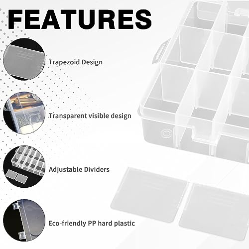 Craft Organizers And Storage Box 18 Grids Clear Plastic Bead Organizer Clear Storage Containers With Adjustable Dividers Tackle Box Organizers And Storage Plastic Storage Containers Organizer Box