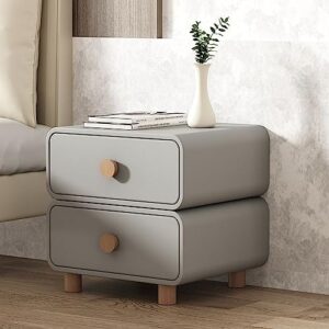 wolwes wood nightstand, end table with drawer, side table with 2 drawers storage cabinet & open shelf for bedroom, living room (color : light gray, size : l-50cm/19.7in)