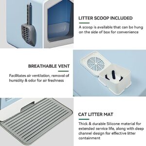 YITAHOME Extra Large Enclosed Cat Litter Box with Mat and Litter Scoop, Odorless Anti-Splashing XL Covered Hooded Cat Box, No Installation Needed