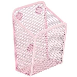 lucycaz magnetic pen holder - single magnetic pencil locker holder organizer, pink mesh marker holder pen basket for whiteboard, refrigerator and locker