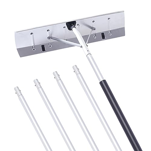 Soikier Thicken Snow Rake for House Roof with Wheels, 4.79" - 19.98" Extendable Aluminum Snow Roof Rake for Snow Removal, Anti-Slip Roof Rake Snow Removal Tool with 26" Blade & 5-Section Tubes