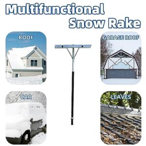 Soikier Thicken Snow Rake for House Roof with Wheels, 4.79" - 19.98" Extendable Aluminum Snow Roof Rake for Snow Removal, Anti-Slip Roof Rake Snow Removal Tool with 26" Blade & 5-Section Tubes