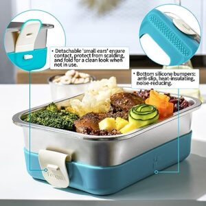 Stainless Steel Lunch Box with Silicone Sleeve/Bento Box/Food Storage Containers-Leak-Proof,Reusable and Microwavable-Ideal for Work & Travel-On-the-Go Meal Prep - Dishwasher Safe-1200ml/41Oz