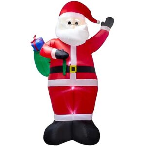 DROFELY 10 Foot Christmas Inflatable Santa Claus Carries The Package Christmas Blow up Indoor Outdoor Yard Decoration- WM - 10, Lighted up Christmas Inflatable Decoration