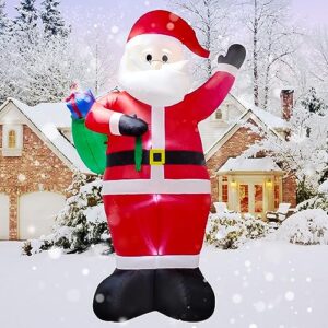 DROFELY 10 Foot Christmas Inflatable Santa Claus Carries The Package Christmas Blow up Indoor Outdoor Yard Decoration- WM - 10, Lighted up Christmas Inflatable Decoration