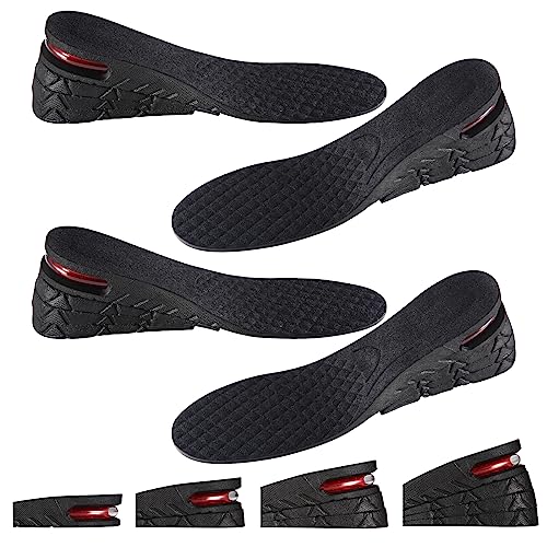 2 Pair Height Increase Insoles for Men and Women,Adjustable 4-Level Shoe Height Inserts,Up to 2.95 Inch Taller,Shoe Lifts Men,Foot Insoles for Men Heel Cushion Air Cushion Shoe Lift